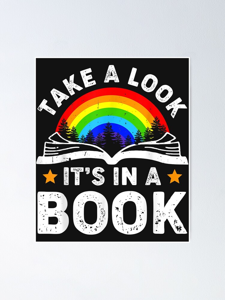 "Take a Look it's in a Book Reading Vintage Retro rainbow" Poster by ...