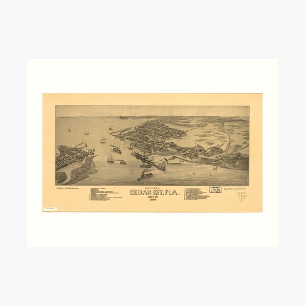 "Vintage Pictorial Map of Cedar Key FL (1884)" Art Print by ...