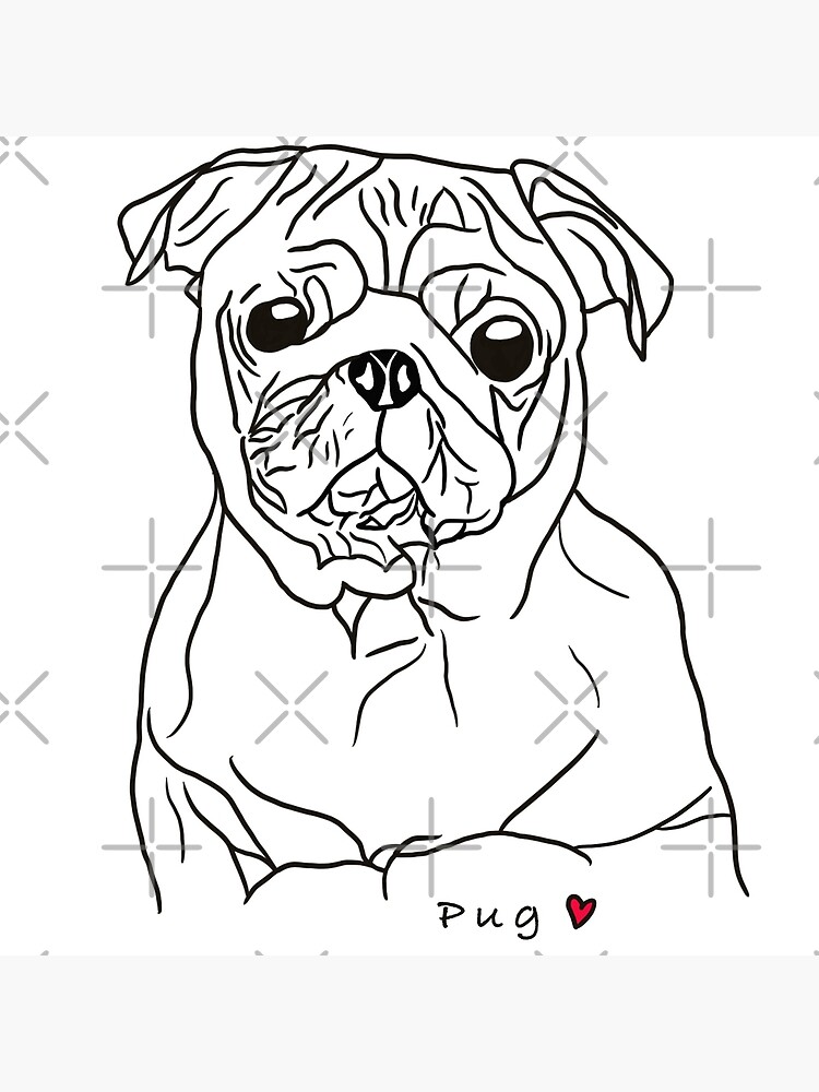 "Pug line drawing " Poster for Sale by DesignedByEmma1 | Redbubble