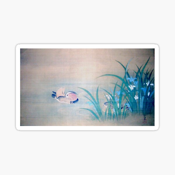 "Mandarin Ducks and Iris" Sticker for Sale by ShineAesthetic | Redbubble