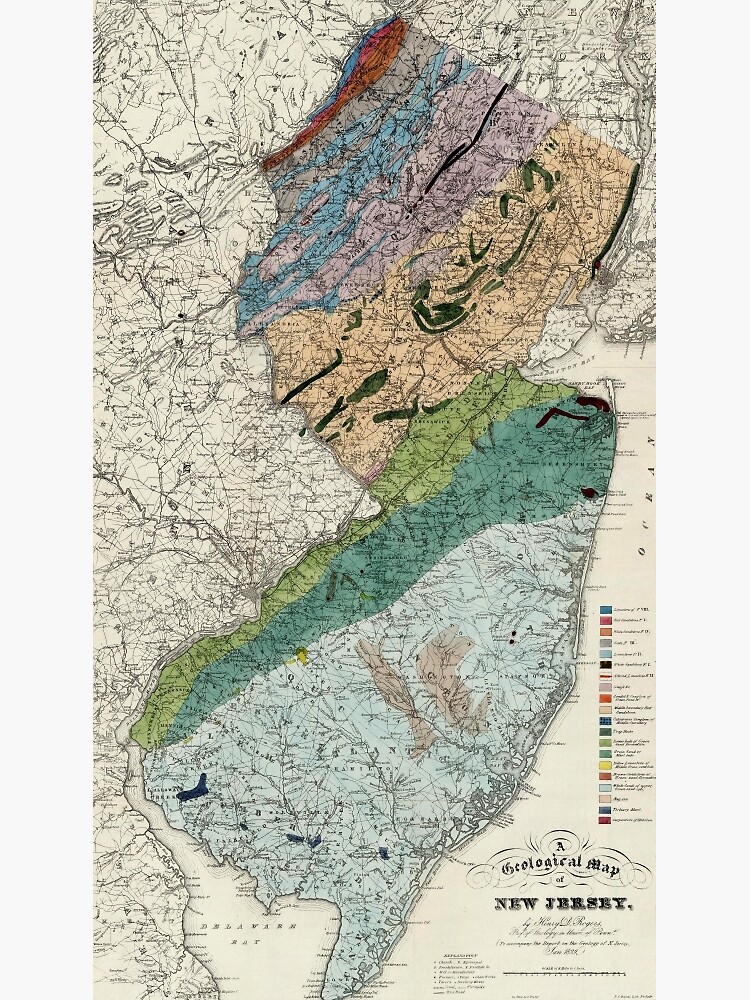 Geological Map Of New Jersey 1839 Premium Matte Vertical Poster ...