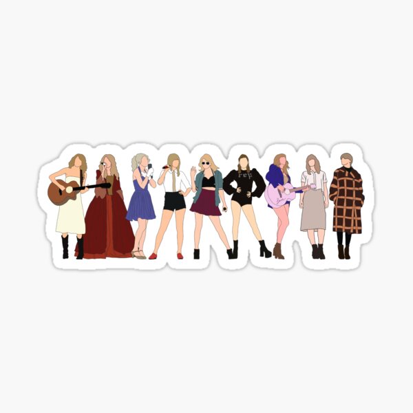 "TAYLOR SWIFT 9 ERAS" Sticker by artbynorain | Redbubble