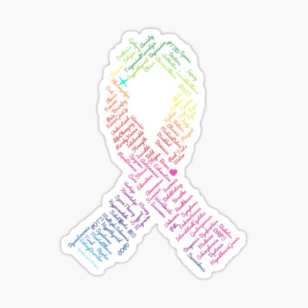 "Illness Word Cloud Ribbon" Sticker for Sale by purrfectpixx | Redbubble