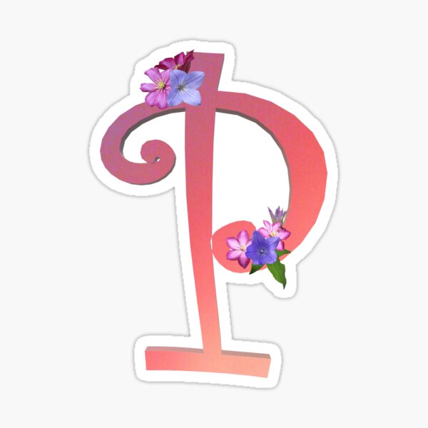 "Script letter P decorated with flowers" Sticker for Sale by ...