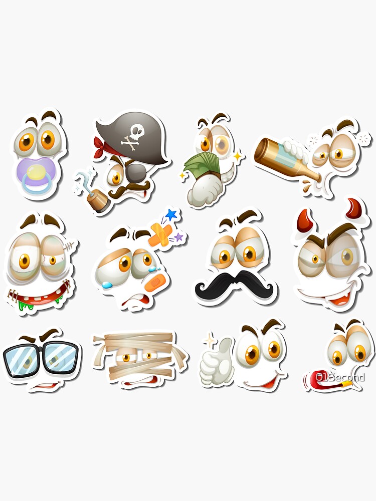 "Illustration Different Human Face Sticker" Sticker for Sale by ...