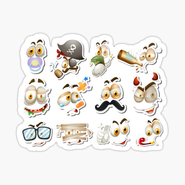 "Illustration Different Human Face Sticker" Sticker for Sale by ...