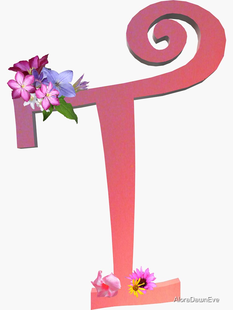 "Script letter T decorated with flowers" Sticker for Sale by ...
