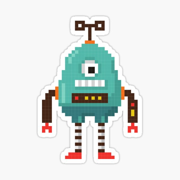 "Pixel Robot" Sticker for Sale by PIXELARIA | Redbubble
