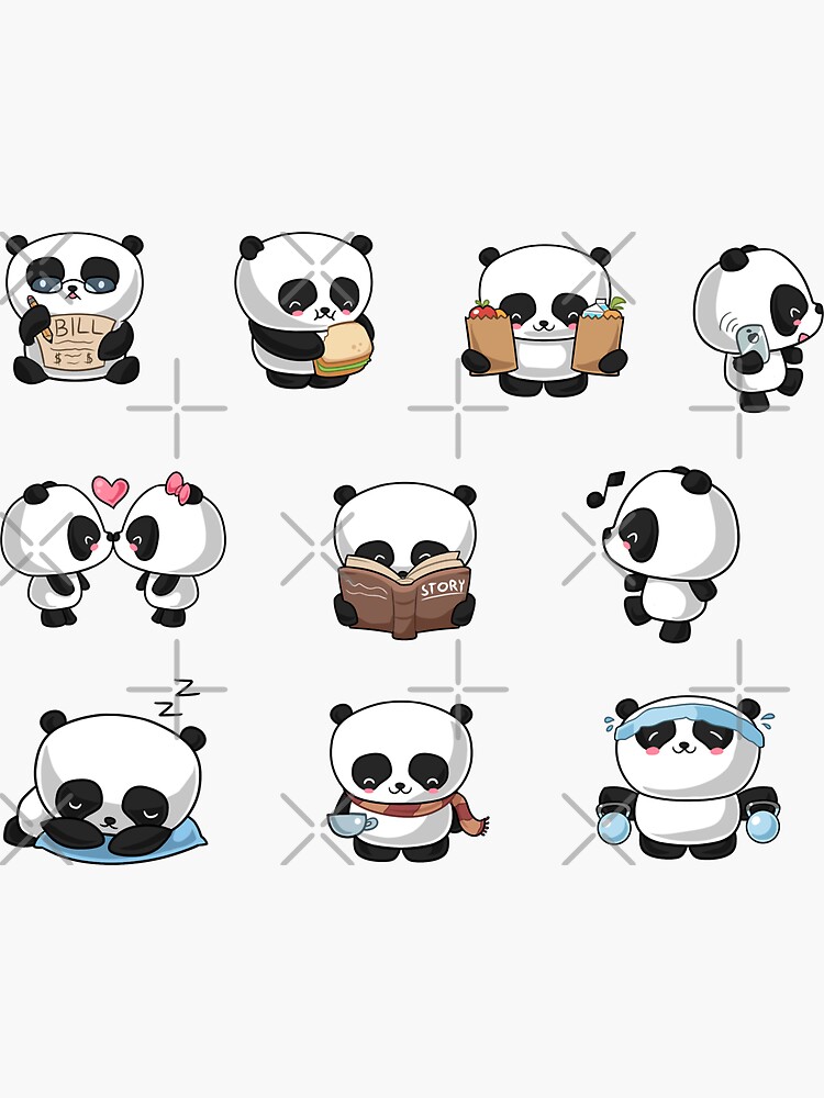"Kawaii pandas - Japanese style (mega sticker pack) " Sticker for Sale ...
