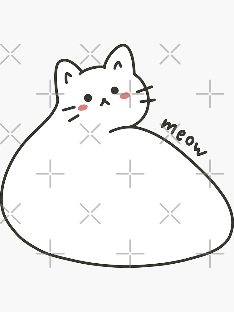 "Cute white cat line art" Sticker for Sale by CricketDoodles | Redbubble