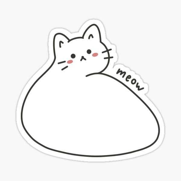 "Cute white cat line art" Sticker for Sale by CricketDoodles | Redbubble