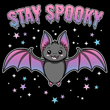 "Stay Spooky Funny Halloween Pastel Bat" Sticker for Sale by ...