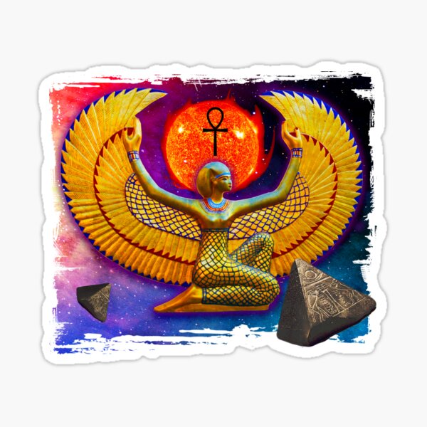 "Egyptian Goddess of Isis in Gold with Pyramids" Sticker for Sale by ...