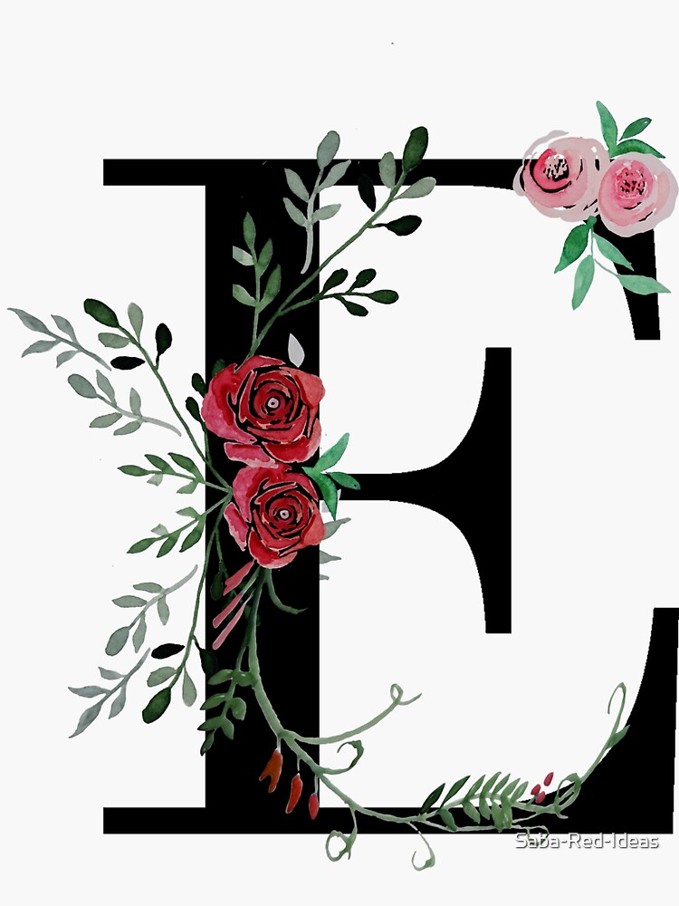 Pegatina «Letra E Iniciales monograma floral» de Saba-Red-Ideas | Redbubble