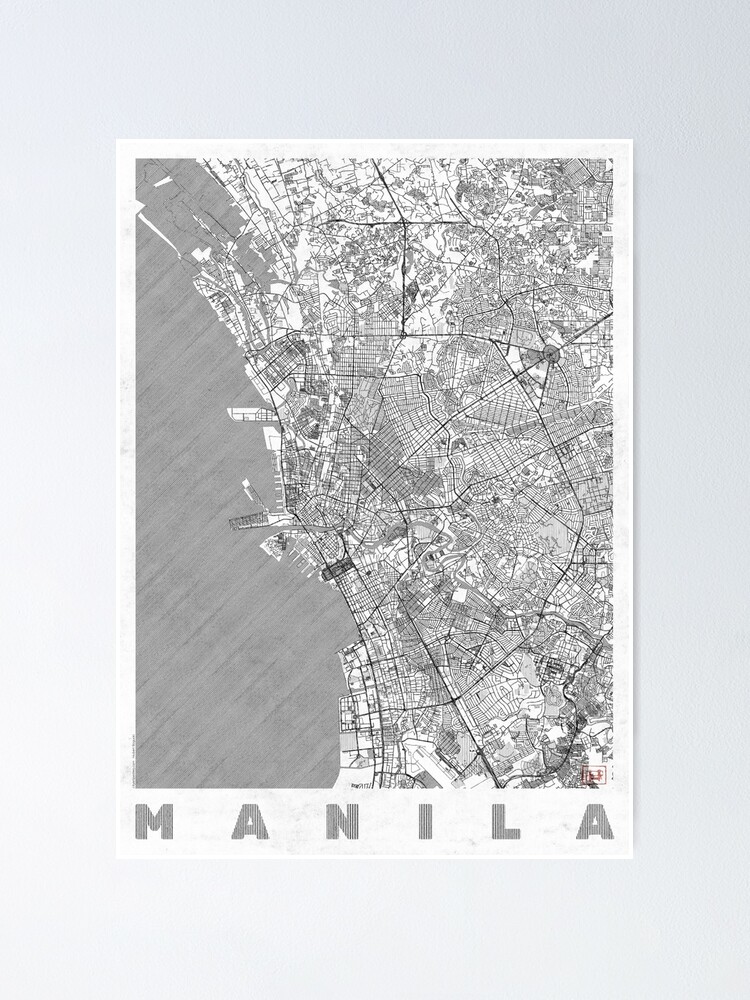 "Manila Map Line" Poster for Sale by HubertRoguski | Redbubble