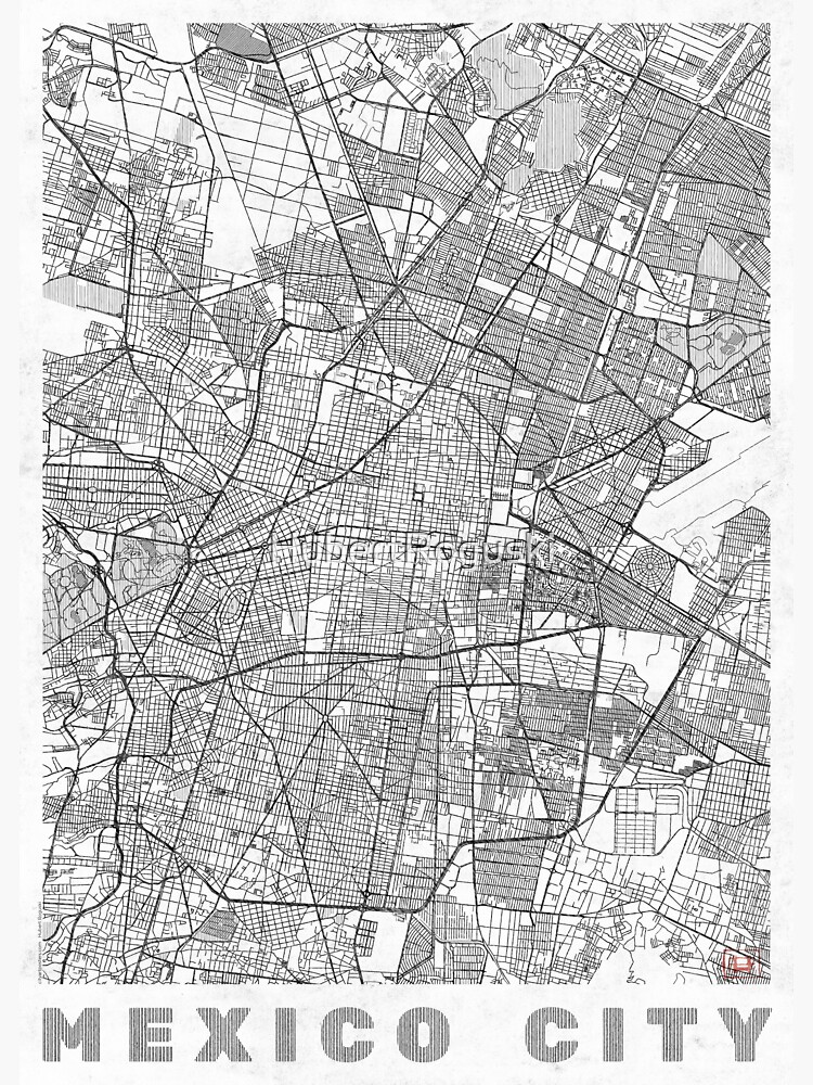 "Mexico City Map Line" Sticker for Sale by HubertRoguski | Redbubble