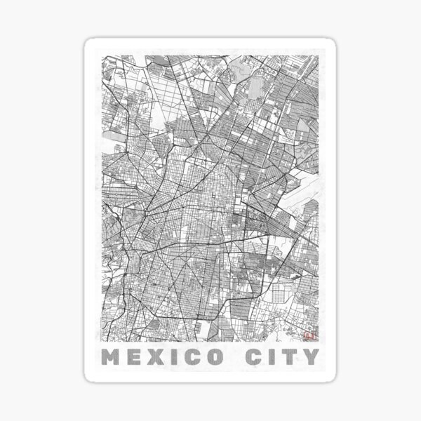 "Mexico City Map Line" Sticker for Sale by HubertRoguski | Redbubble