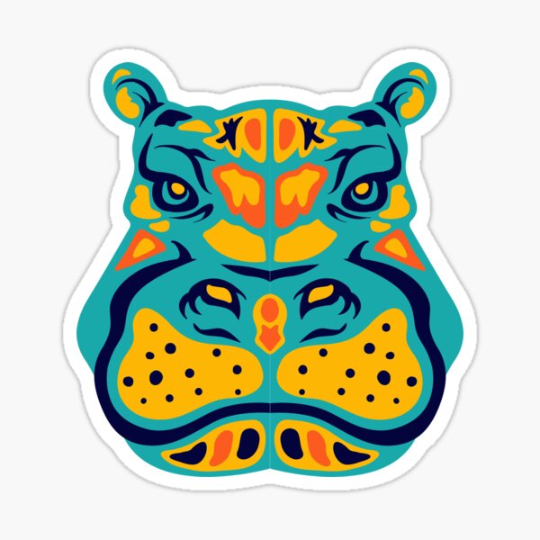 "colored hippopotamus art sticker" Sticker for Sale by Andropoph ...