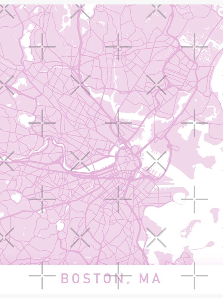 "Boston MA Minimal Clean Modern Map Photographic Print in Pink" Sticker ...
