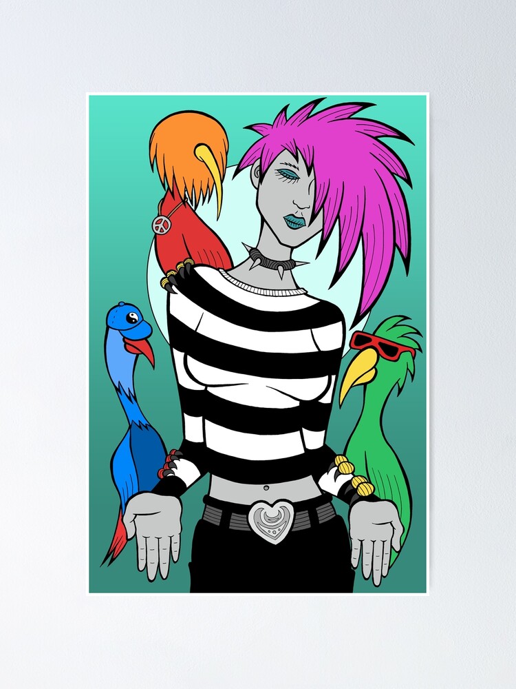 "Bird Goth Girl" Poster for Sale by bgilbert | Redbubble