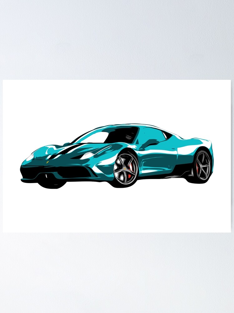 "Ferrari 458 Speciale - Light Blue" Poster for Sale by Stoked-on-Carz ...
