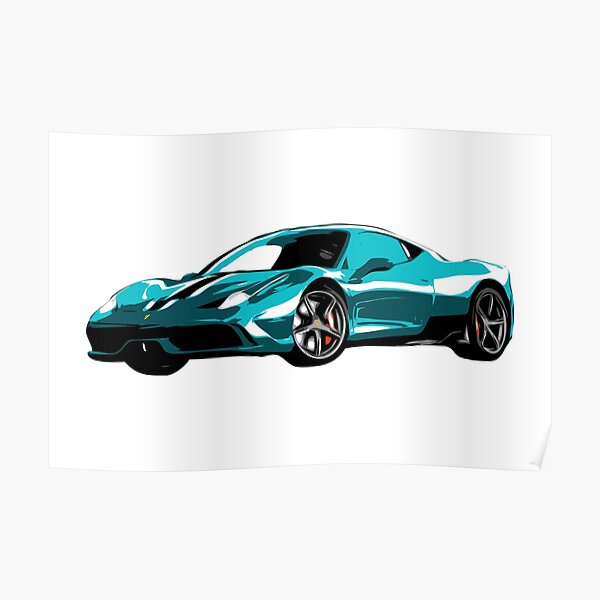 "Ferrari 458 Speciale - Light Blue" Poster for Sale by Stoked-on-Carz ...