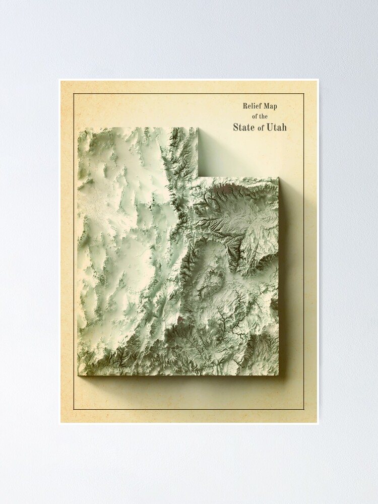 "Relief Map of Utah 3D digitally-rendered" Poster for Sale by ...