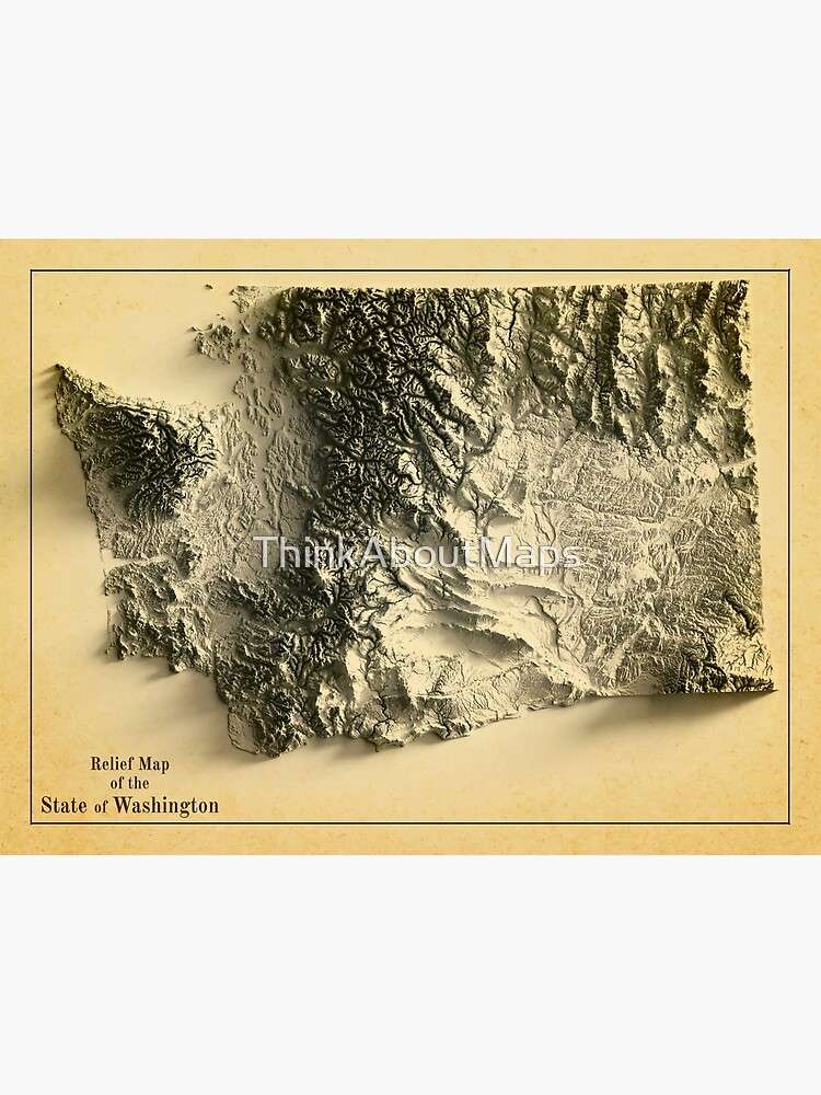 "Washington State Relief Map 3D digitally-rendered" Poster by ...