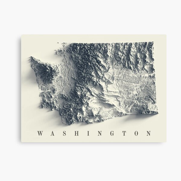 "Washington State Relief Map 3D digitally-rendered" Canvas Print for ...