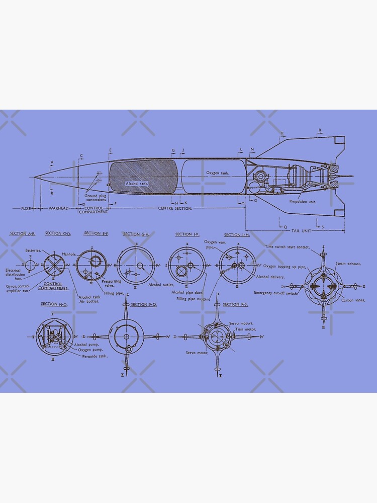 "V2 Rocket | V-2 Rocket Blueprint" Photographic Print for Sale by ...