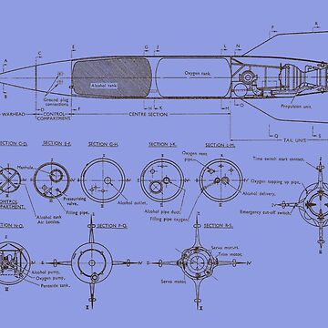 "V2 Rocket | V-2 Rocket Blueprint" Sticker for Sale by brooklyntowner ...