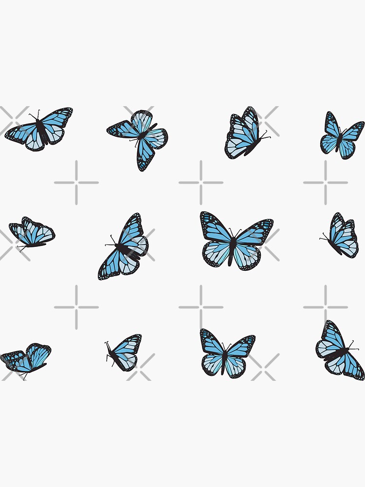 "Mini Blue Monarch Butterfly Boho Sticker 12 Pack" Sticker for Sale by ...
