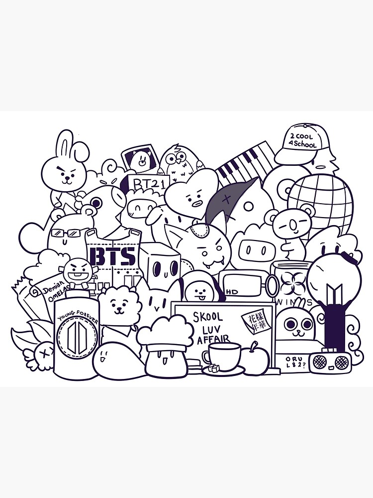 "BTS cute Doodle" Art Print for Sale by LemoRin | Redbubble