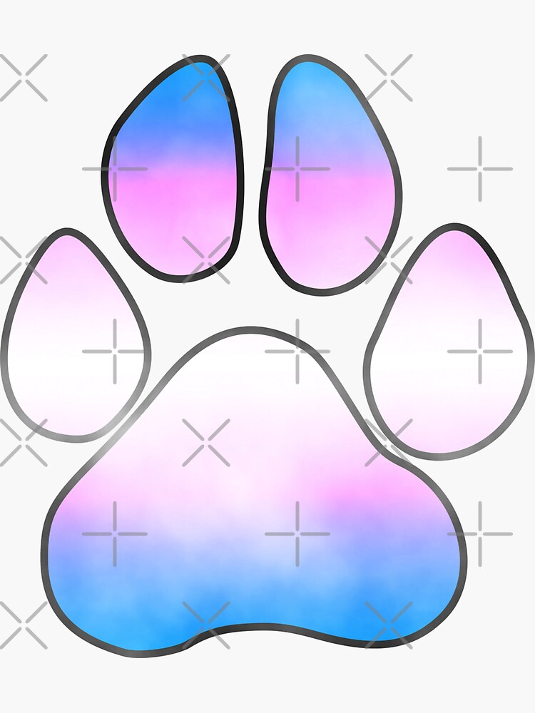 "Subtle Abstract Watercolour Transgender Pride Flag Paw Print" Sticker ...