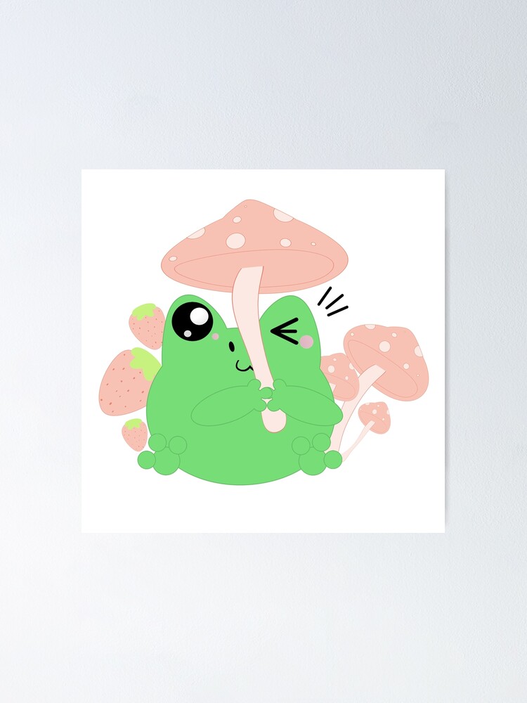 "Kawaii Frog Mushroom Umbrella Farmcore Chibi Cottagecore Aesthetic ...