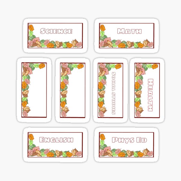 "Fall Leaves Grades 7&8 School Subjects Fall Colours - Sticker Pack ...