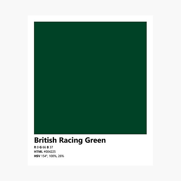 "Color Swatch/Card (British Racing Green)" Photographic Print for Sale ...