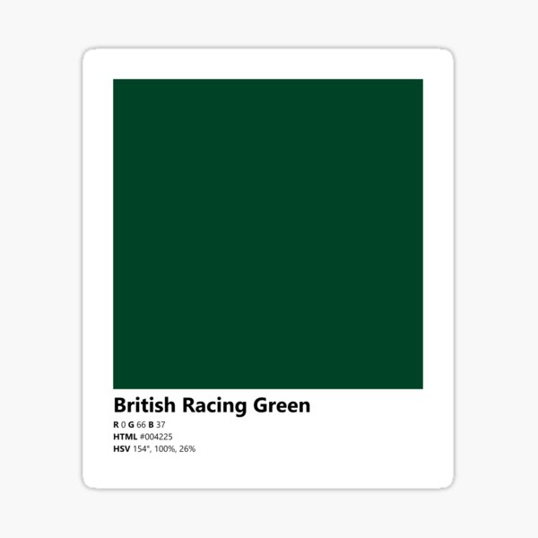 "Color Swatch/Card (British Racing Green)" Sticker for Sale by ...