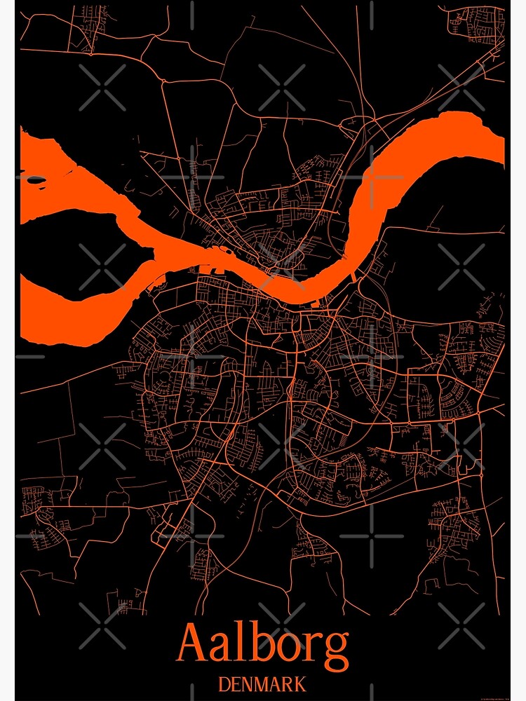 "Aalborg City Map Black Orange" Poster by Ermland-LabeL | Redbubble