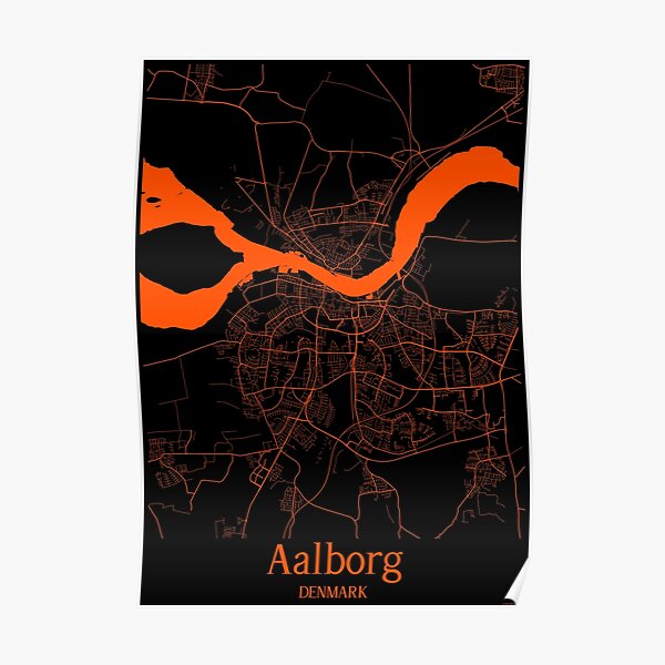 "Aalborg City Map Black Orange" Poster by Ermland-LabeL | Redbubble
