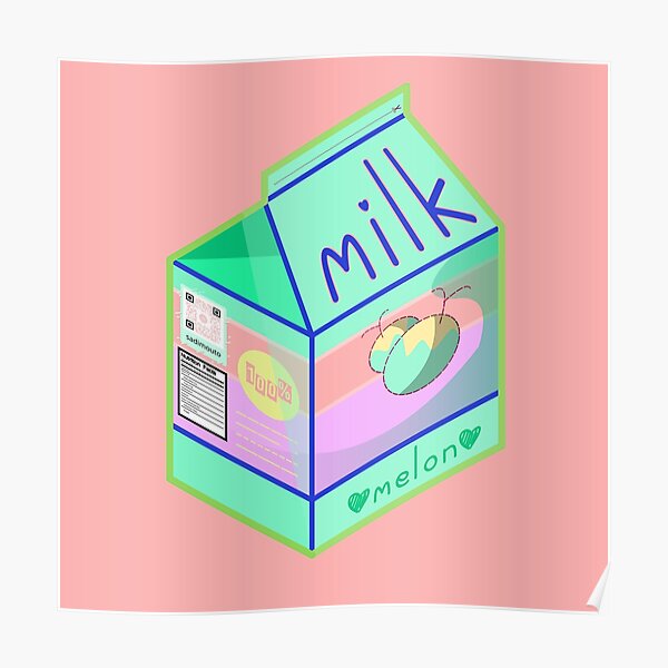 "Cute Melon Flavored Milk Carton" Poster by sadimouto | Redbubble