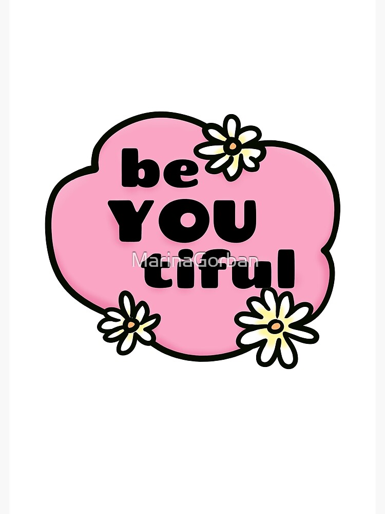 "Beautiful BeYOUtiful Pink Cloud With Daisies - Kawaii Motivational ...