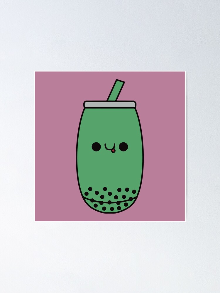 "Cute Matcha Bubble Tea - Kawaii Boba Tea" Poster for Sale by ...