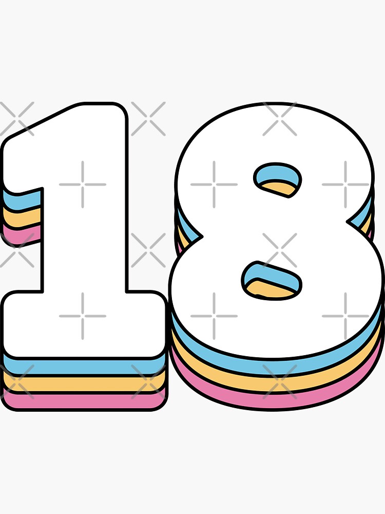 "18 number" Sticker for Sale by HanakiArt | Redbubble