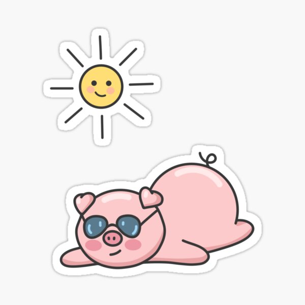 "Illustration of pig sunbathing " Sticker for Sale by Artofmaffy2021 ...