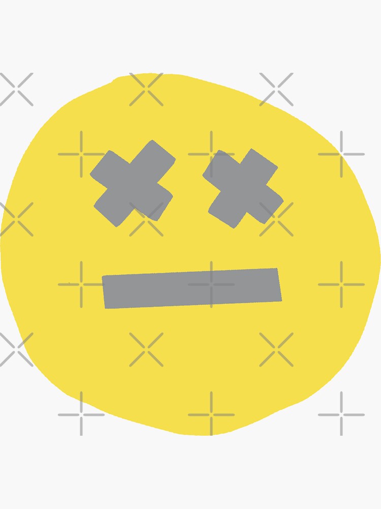 "Neutral Smiley Face X Eyes" Sticker for Sale by ellenhenry | Redbubble