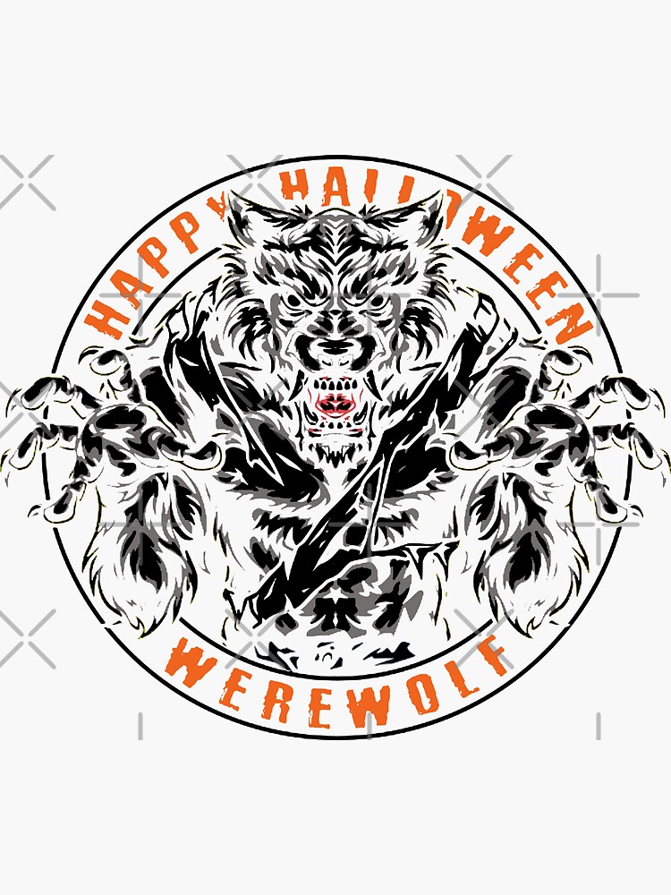 "Happy Halloween Werewolf - Round Badge" Sticker for Sale by ...