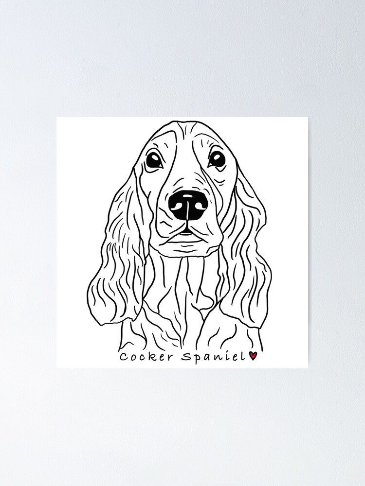 "Cocker Spaniel line drawing " Poster for Sale by DesignedByEmma1 ...