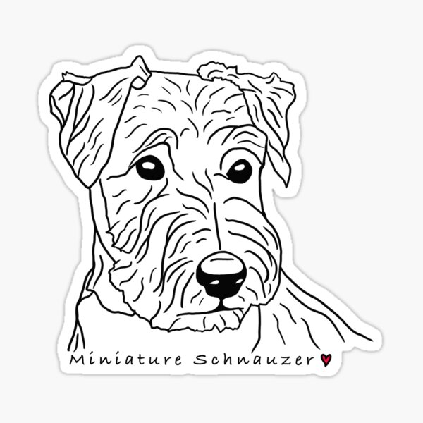 "Miniature Schnauzer line drawing " Sticker for Sale by DesignedByEmma1 ...