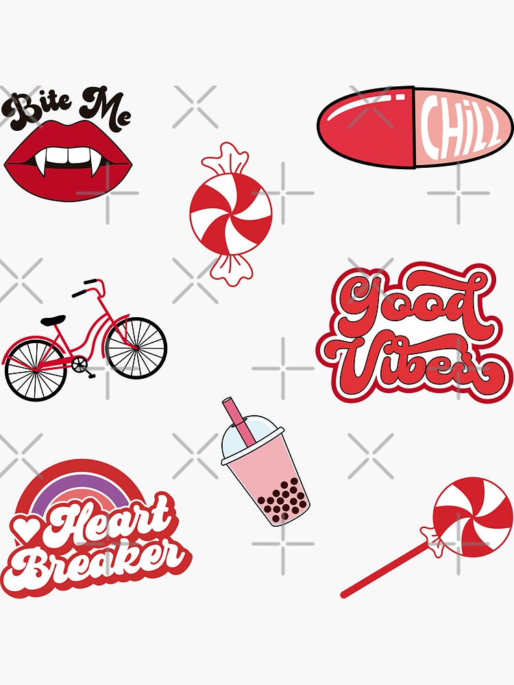 "Red aesthetic pack" Sticker for Sale by HanakiArt | Redbubble
